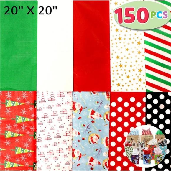 Party Supplies | 15 Sheets Christmas Tissue Paper Assorted Design Easy ...